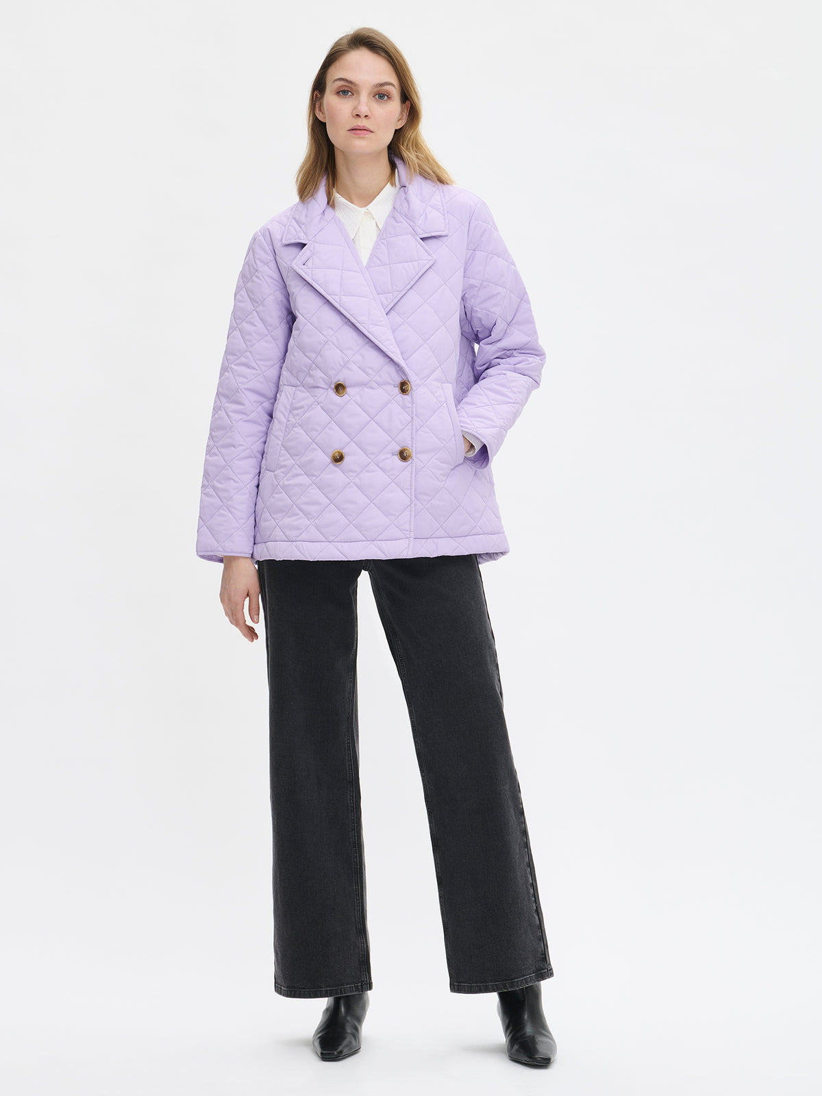 KIPPARI Women's Lilac Quilted Jacket with a Collar | Nanso