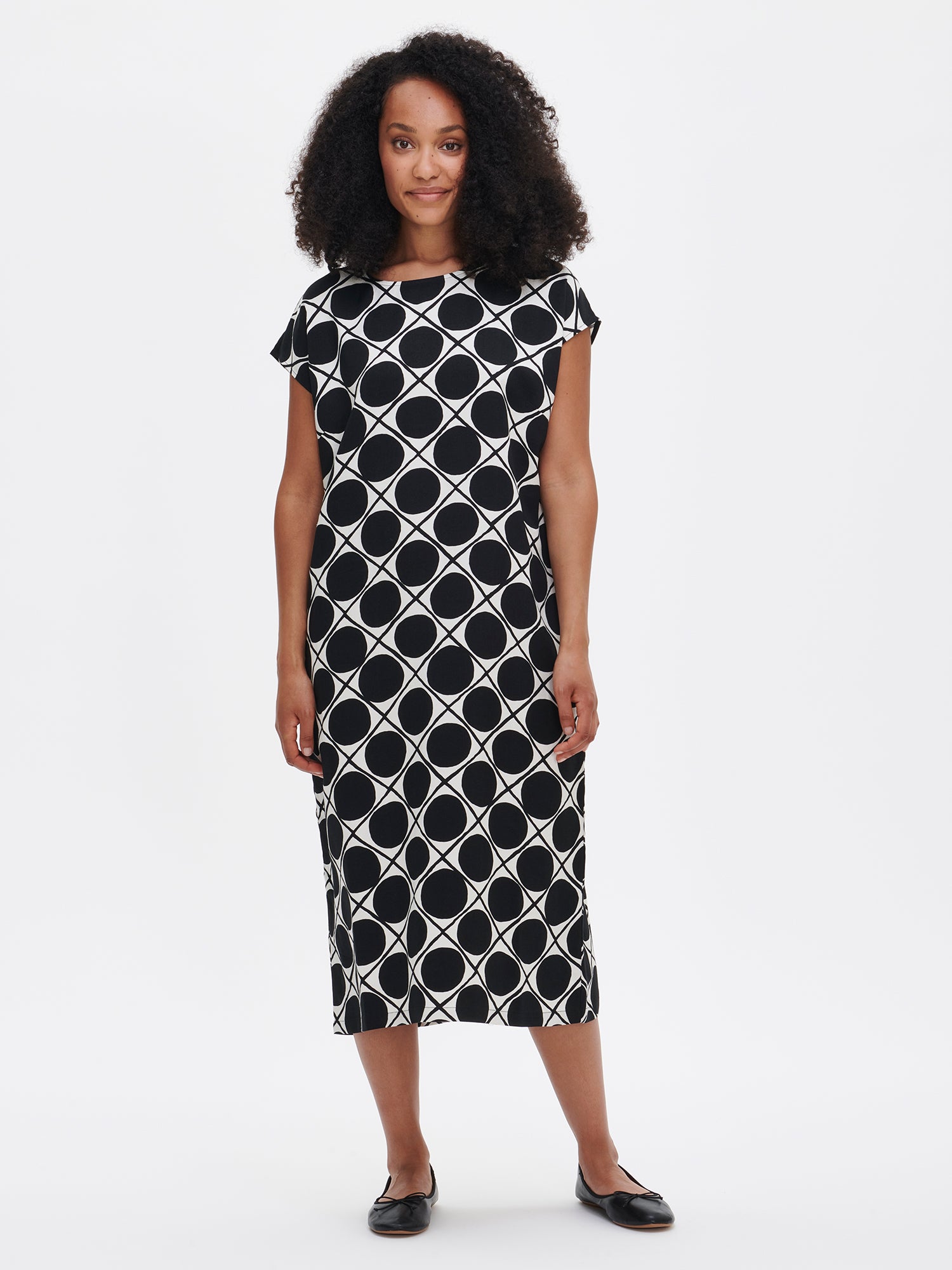 NAPOLI Women's Black Patterned Midi Dress | Nanso