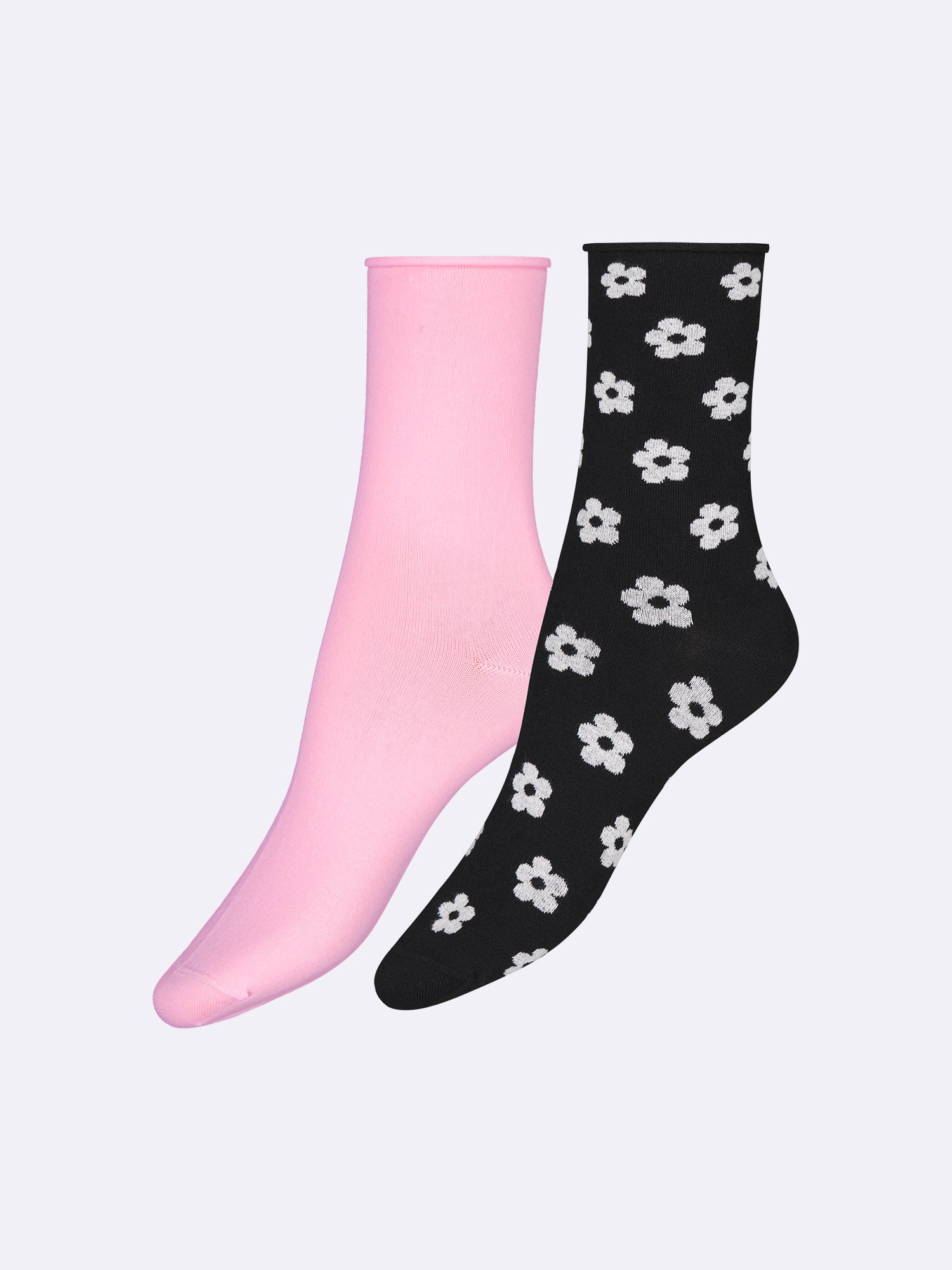 Rosa Ankle Sock, 2-Pack in Black Floral Print For Women - Vogue | Nanso